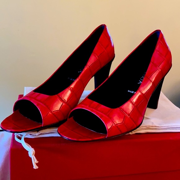 Escada | Shoes | Escada Gorgeous Red Leather Shoes Leather Soles New ...